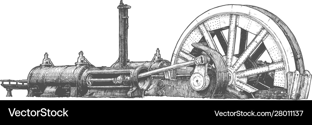 Vintage Stationary Steam Engine Royalty Free Vector Image