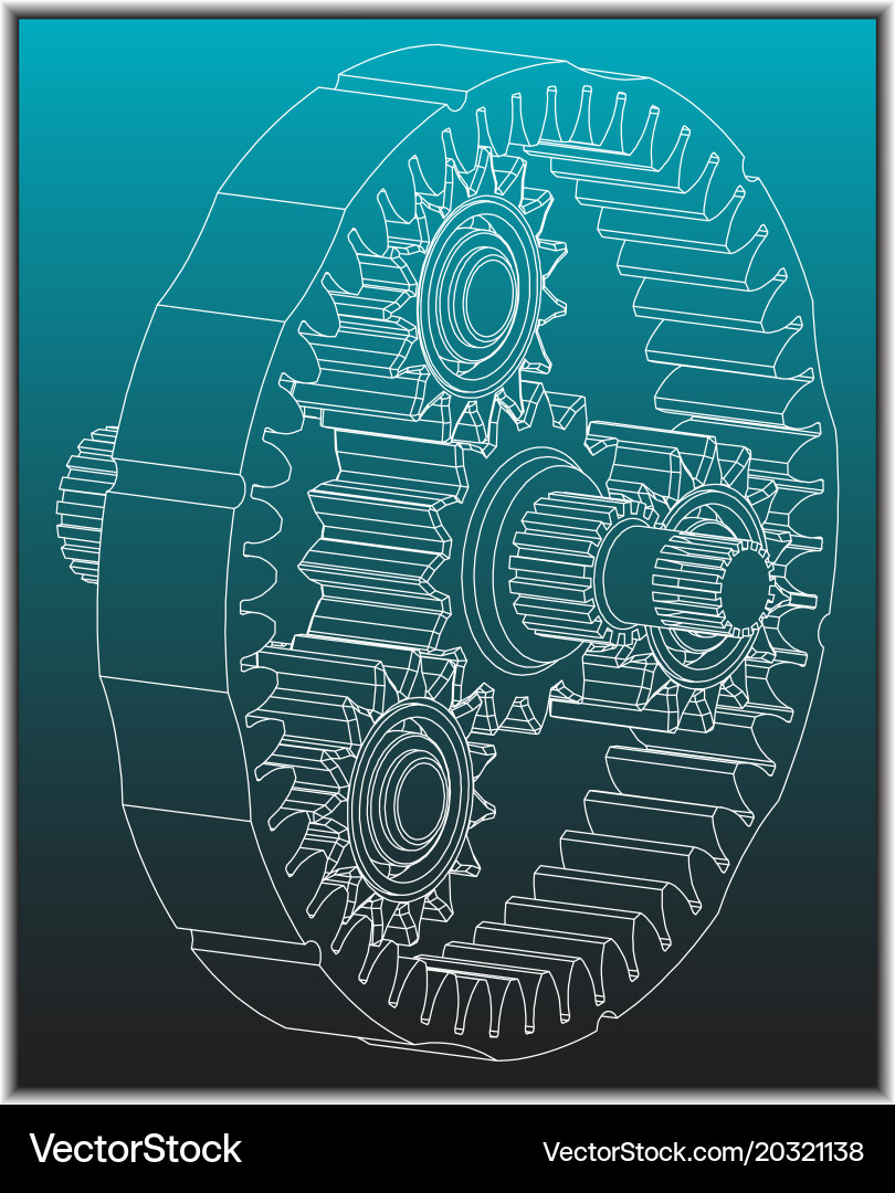 3d model of the planetary mechanism Royalty Free Vector