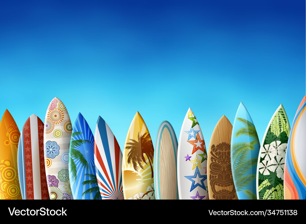 Background with surfboards Royalty Free Vector Image