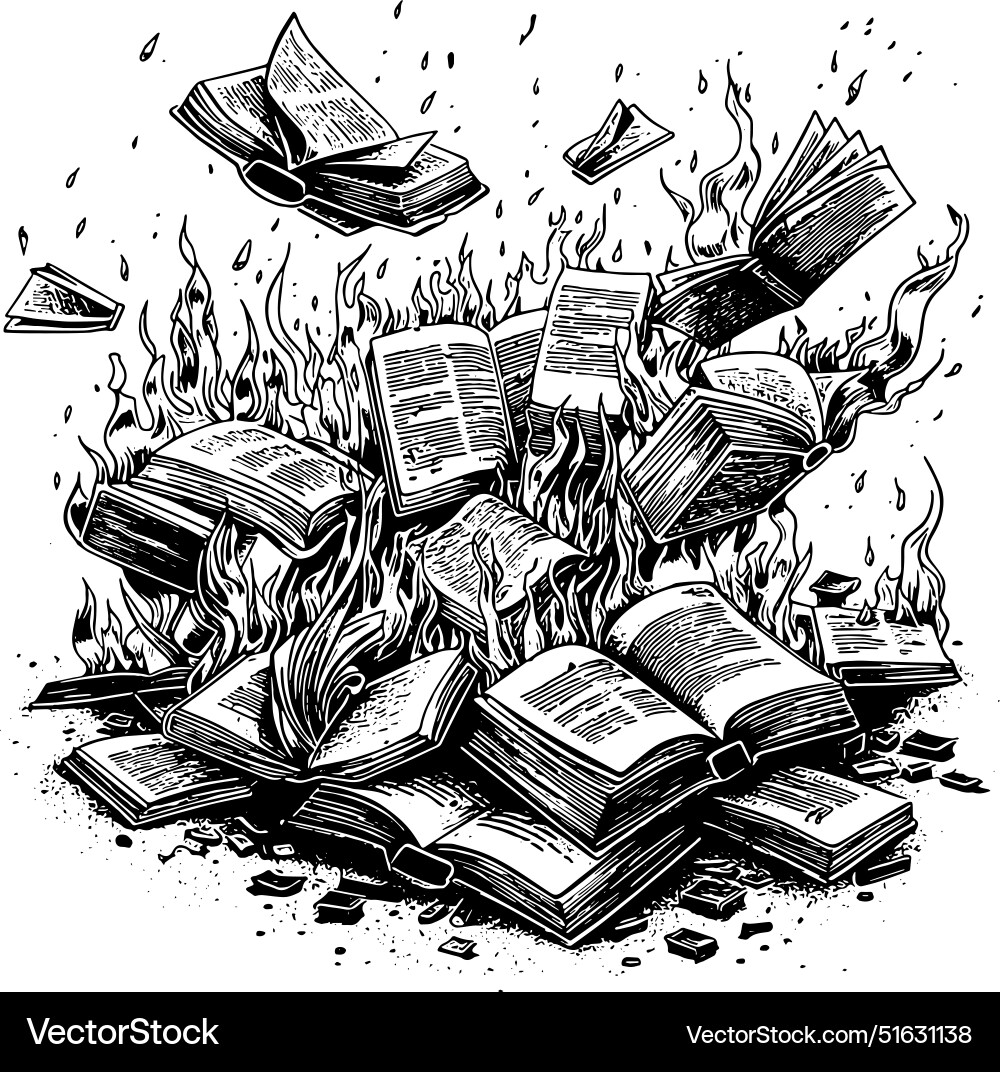 Books burning in a fire Royalty Free Vector Image