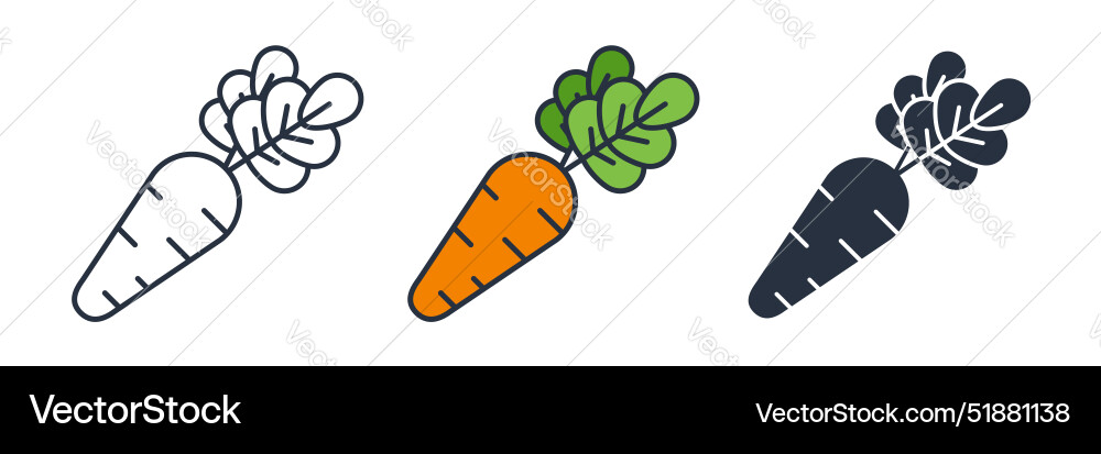 Carrot icon symbol isolated on white background Vector Image