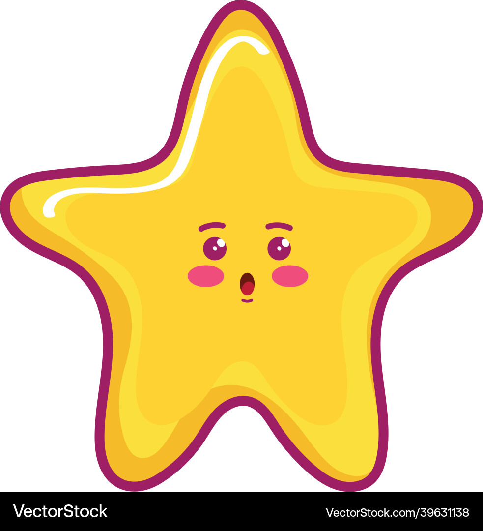 Cute star kawaii Royalty Free Vector Image - VectorStock