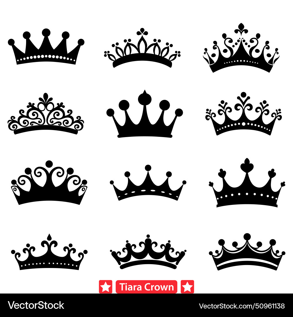 Enchanting tiara crown set exquisite designs Vector Image