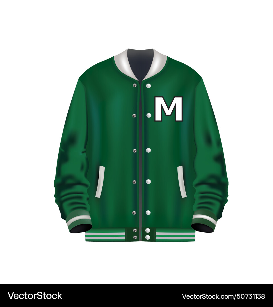 Green baseball jacket Royalty Free Vector Image