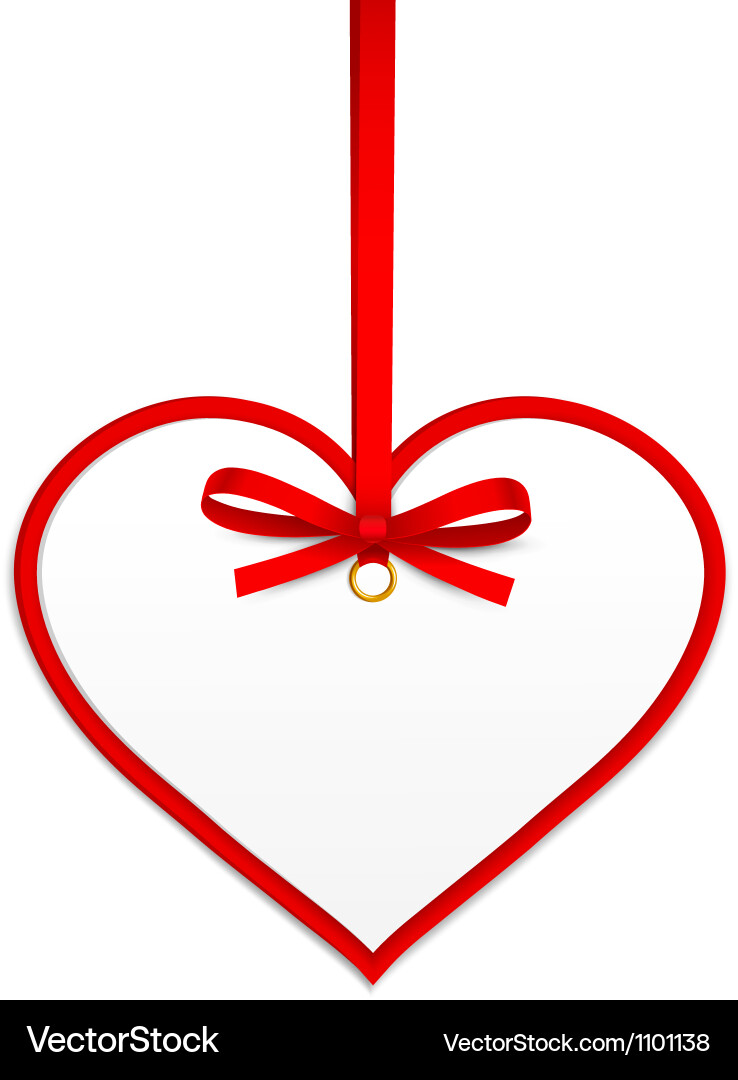 Heart with red ribbon Royalty Free Vector Image