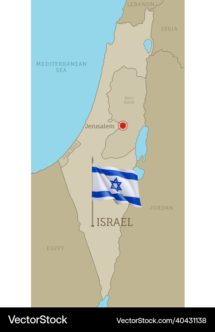 Highly detailed israeli map with flag Royalty Free Vector