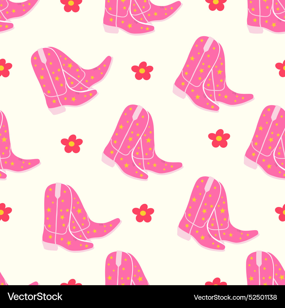 Howdy cowboy boots and flowers seamless pattern Vector Image