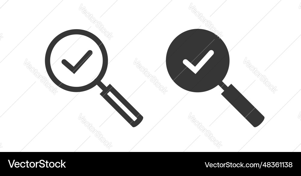 Magnifier with Checkmark Icon Royalty Free Vector Image