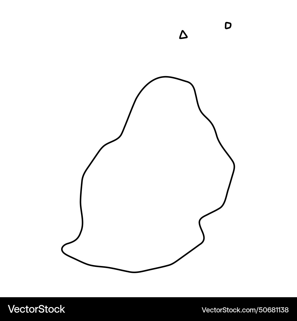 Mauritius simplified outline map Royalty Free Vector Image