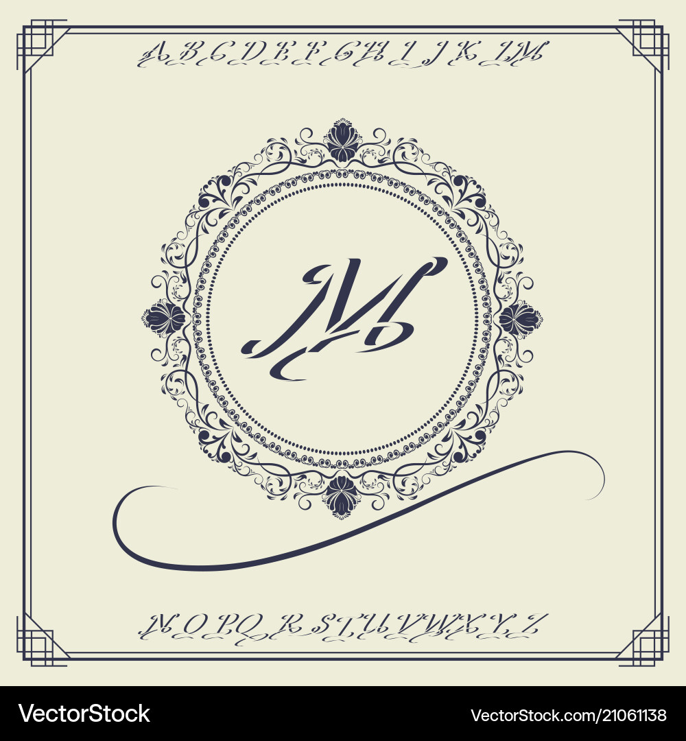 Monogram luxury with decorative frame Royalty Free Vector