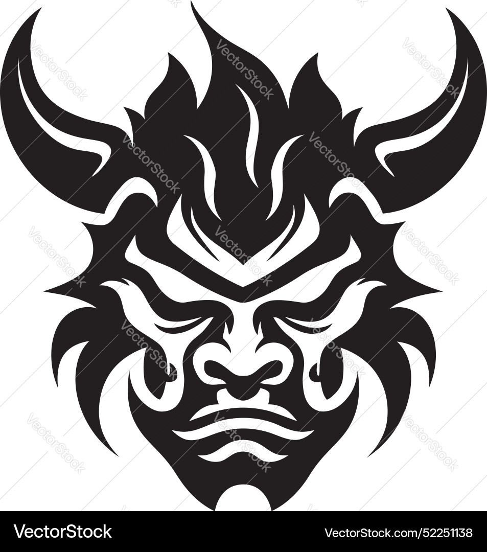 Oni head silhouette mysterious black emblem dark Vector Image