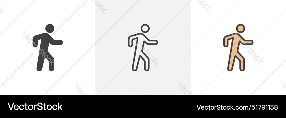 Person walking line icon set Royalty Free Vector Image