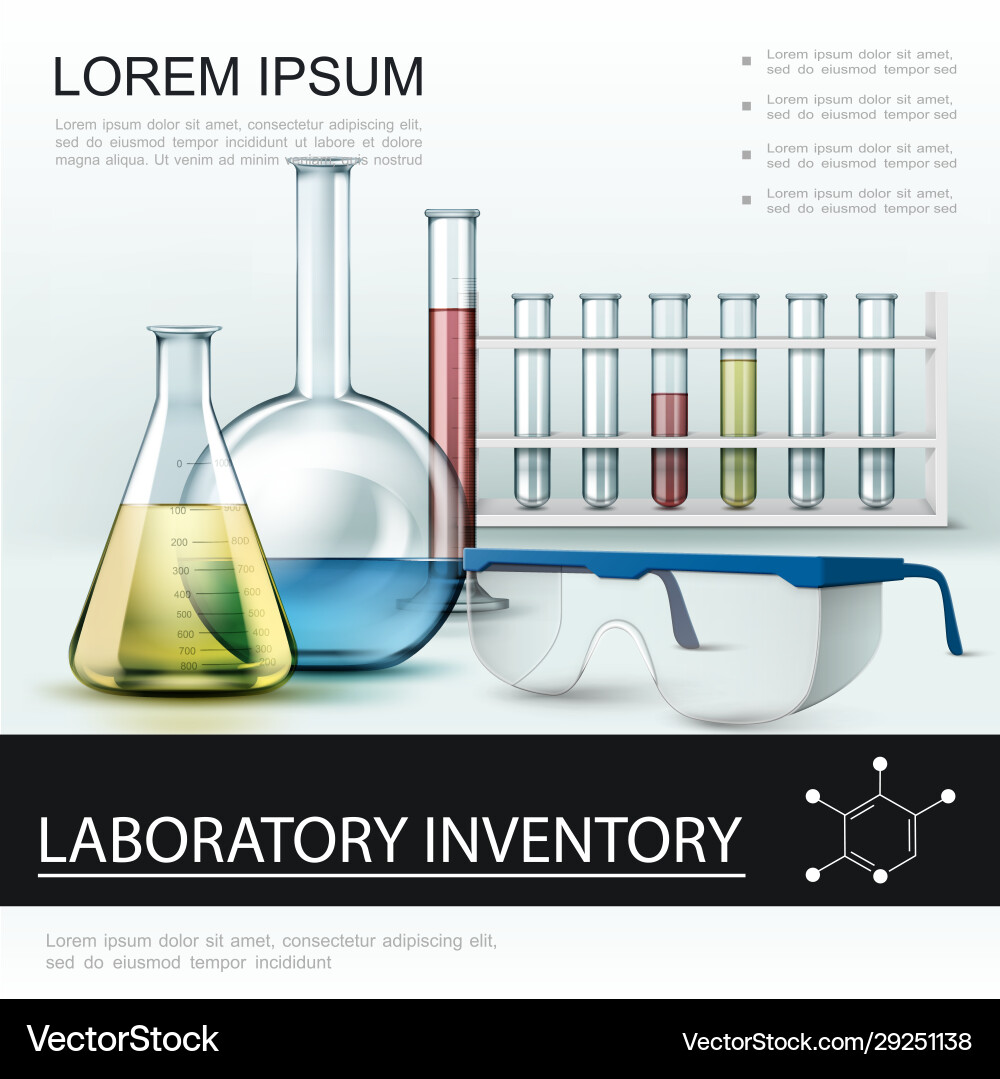Realistic laboratory inventory poster Royalty Free Vector