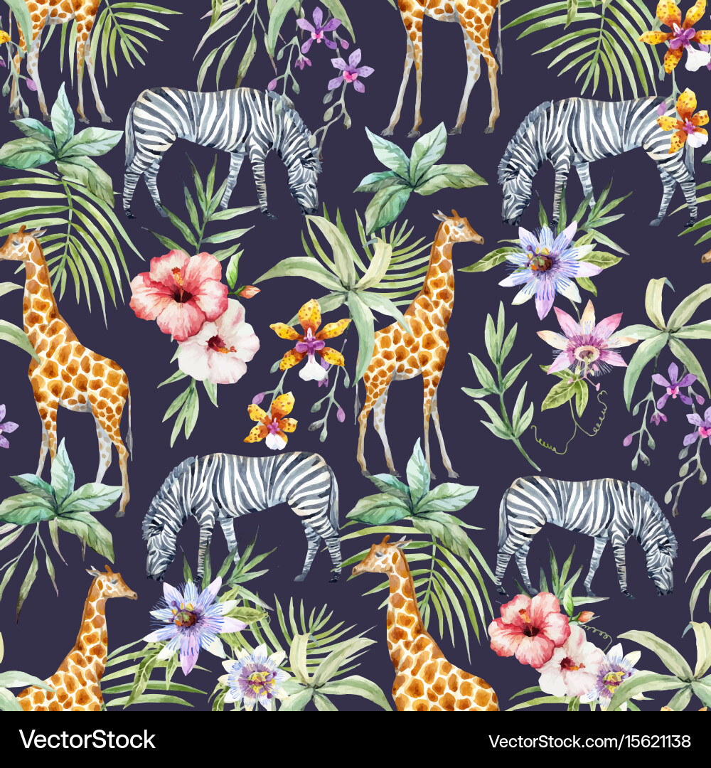 Tropical wildlife pattern Royalty Free Vector Image