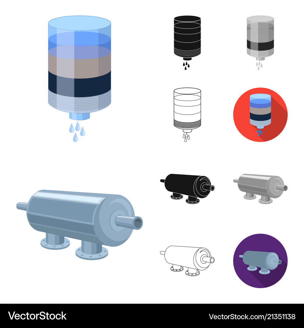 Water filtration system cartoonblackflat Vector Image