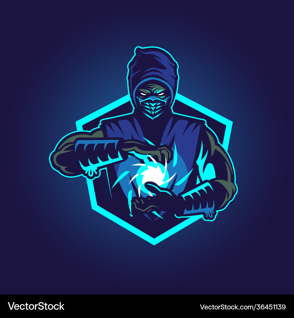 Blue ninja symbol insignia Royalty Free Vector Image