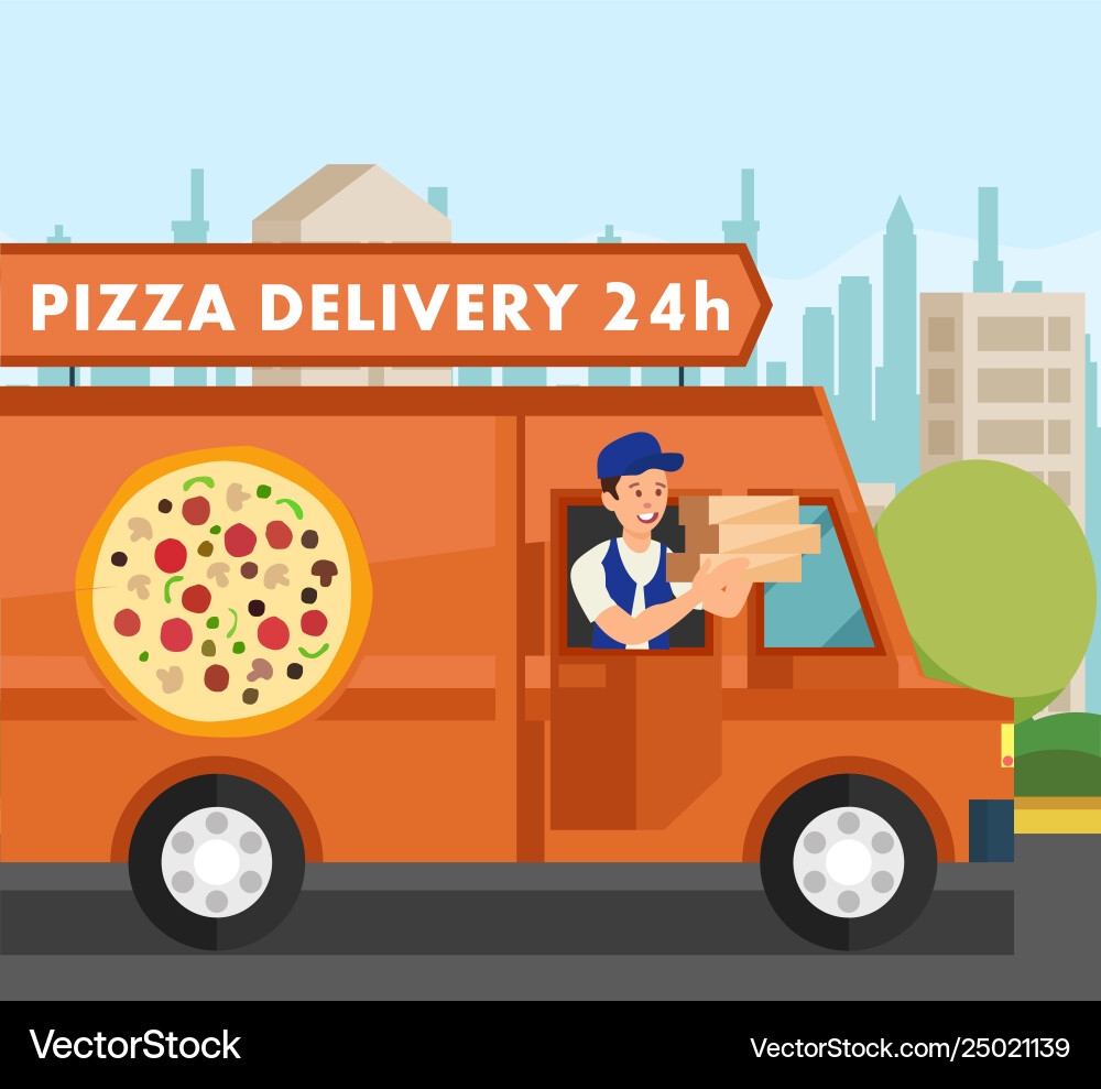 Courier delivering food orders Royalty Free Vector Image