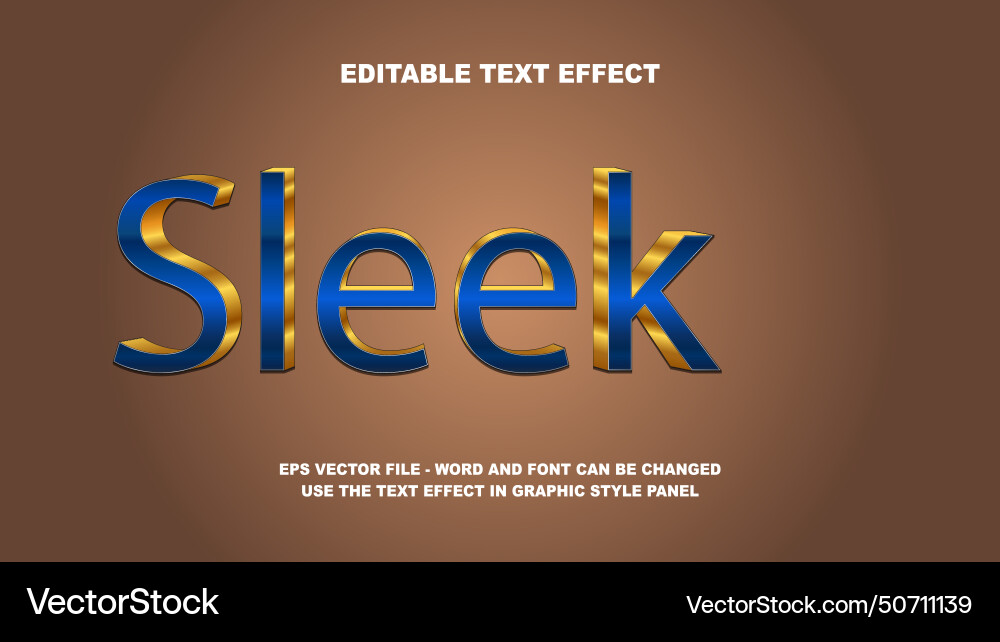 Editable text effect sleek 3d template Royalty Free Vector