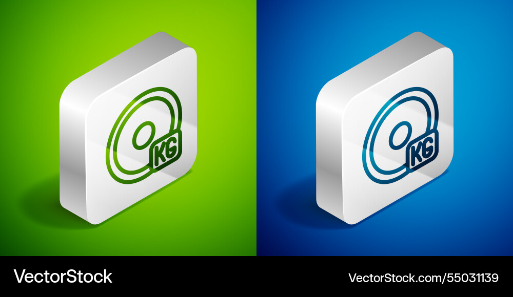 Isometric line weight plate icon isolated Vector Image