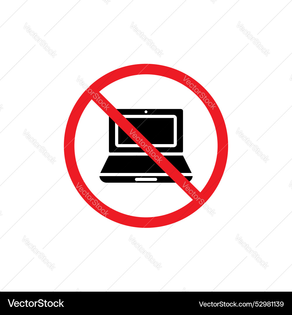 No laptop sign forbidden pc symbol Royalty Free Vector Image