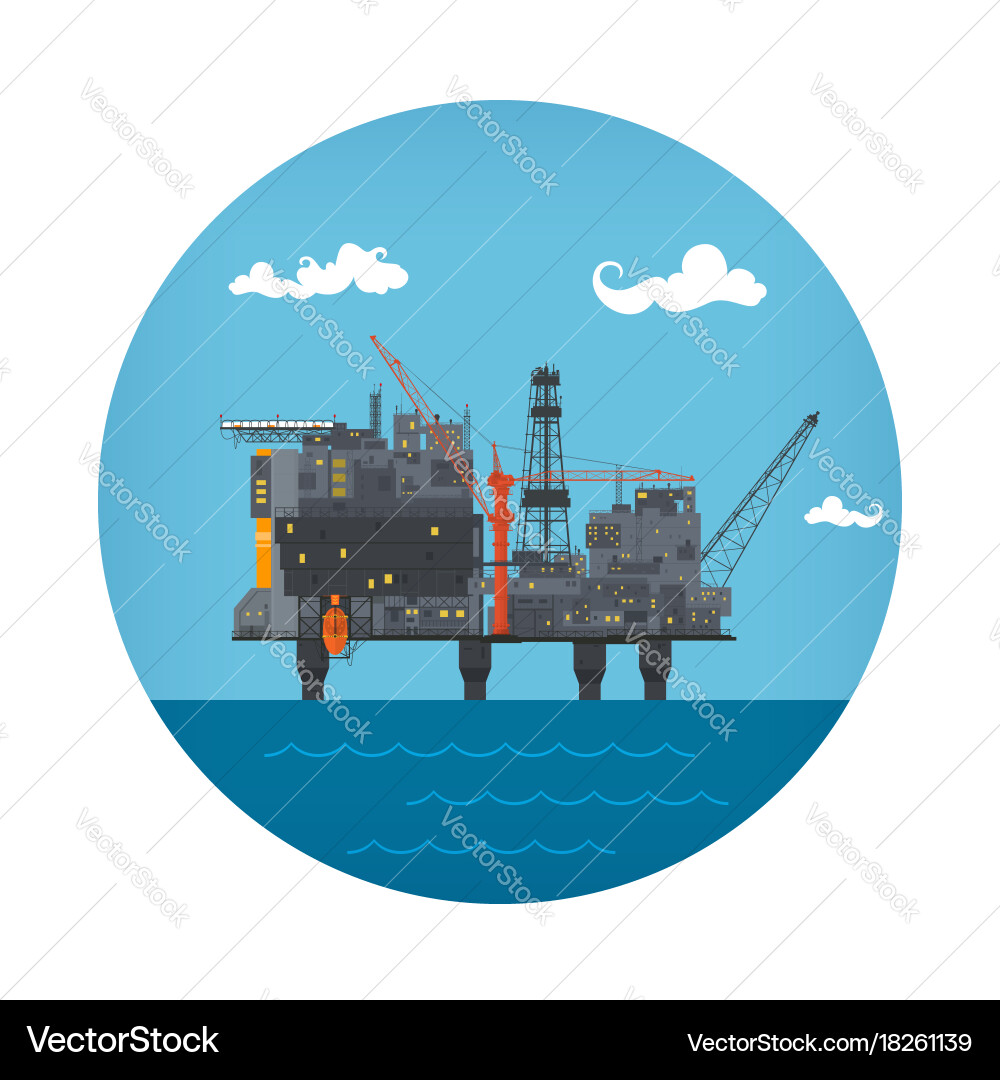 Offshore Oil Platform Icon Royalty Free Vector Image