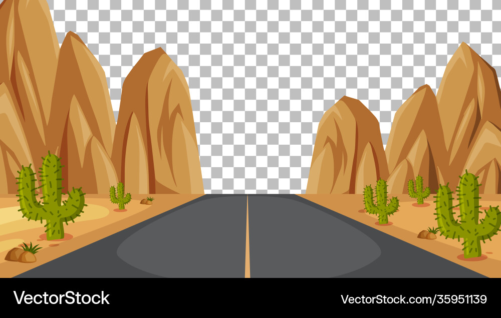 Road in desert scene on transparent background Vector Image