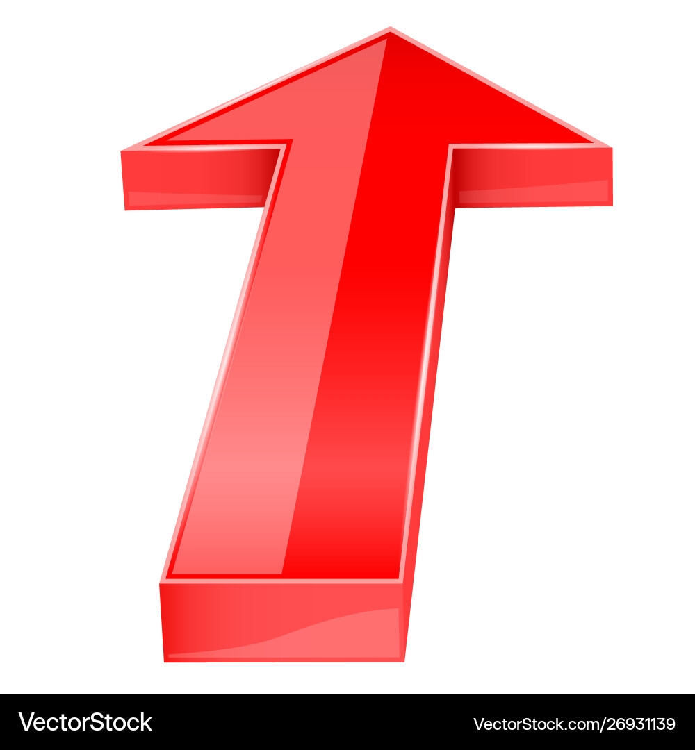 Up arrow 3d red sign Royalty Free Vector Image