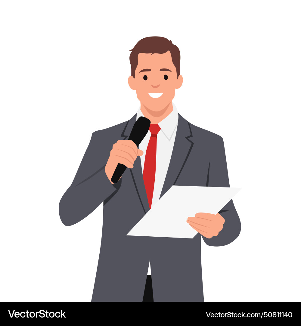 Businessman at successful public speaking Vector Image