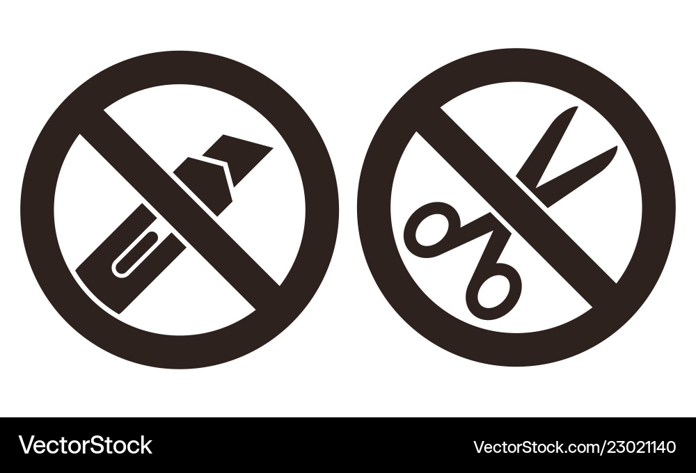 Do not open with a knife or scissors sign Vector Image