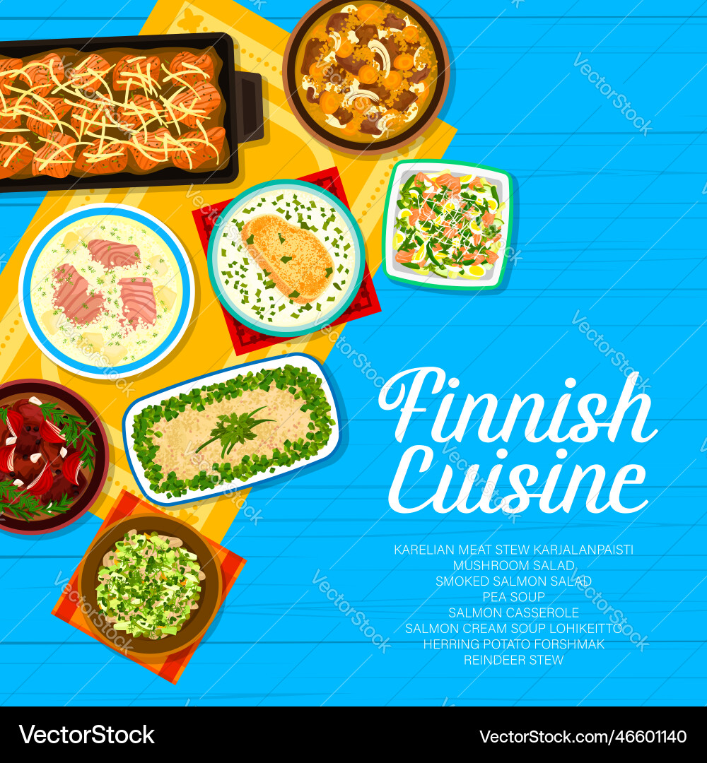 Finnish cuisine food menu cover template Vector Image