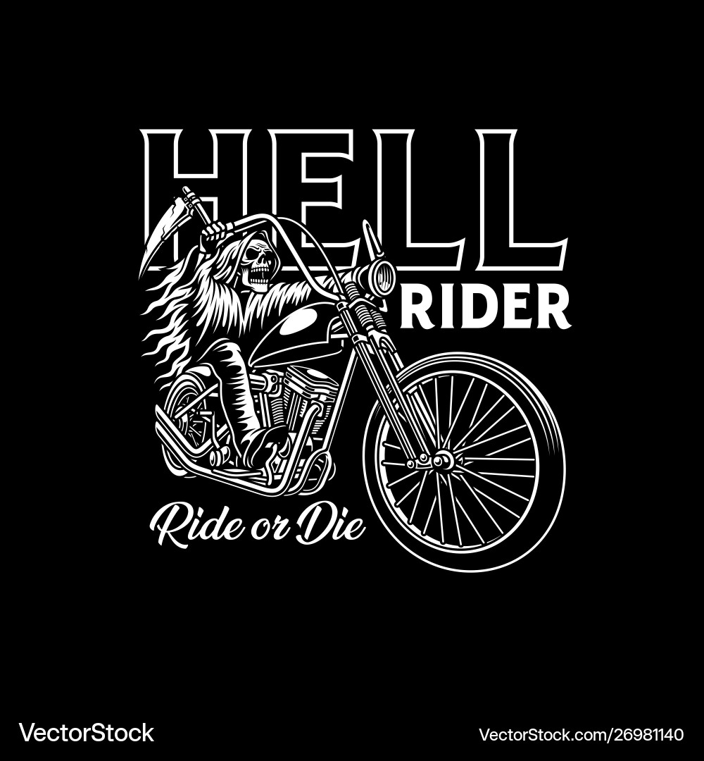 Grim reaper riding motorcycle on black Royalty Free Vector