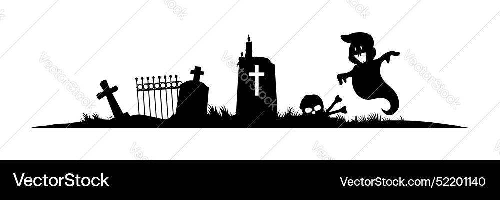 Halloween black frame border and divider ghosts Vector Image