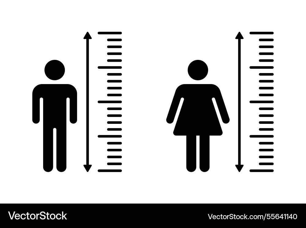 Height measurement icon set and scale tall human Vector Image