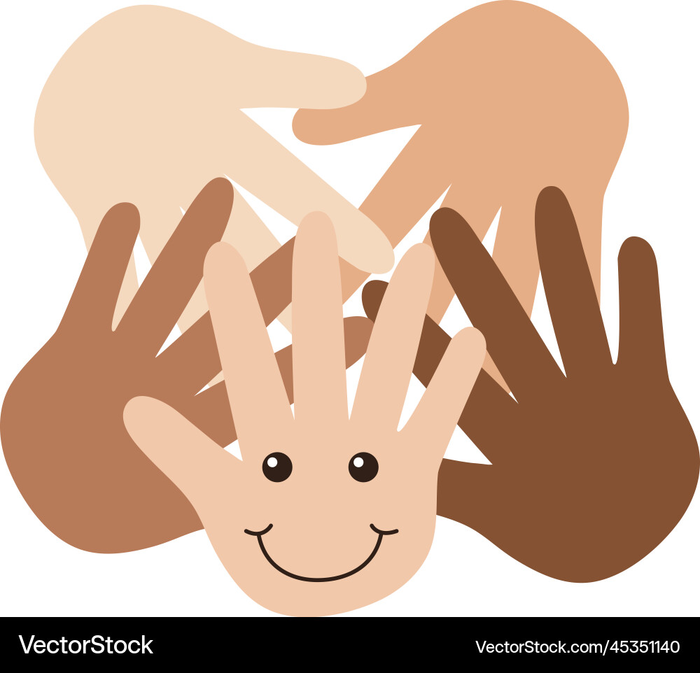 Human hands with different skin colours Royalty Free Vector