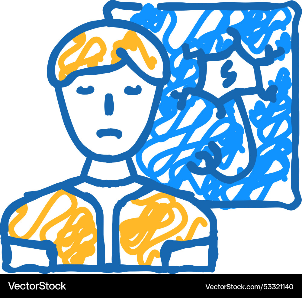 Nervous person stress headache icon doodle Vector Image