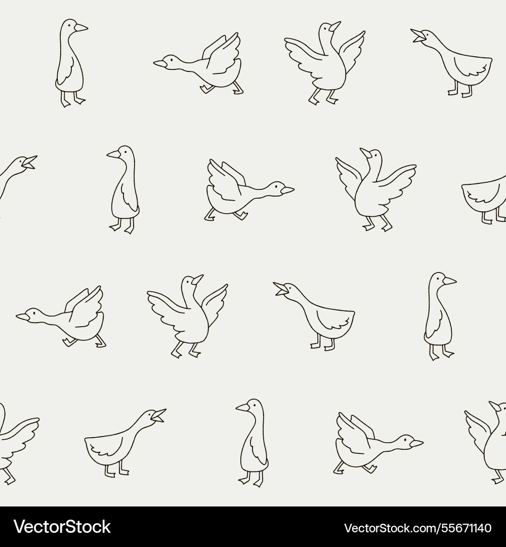 Outline goose seamless pattern background Vector Image