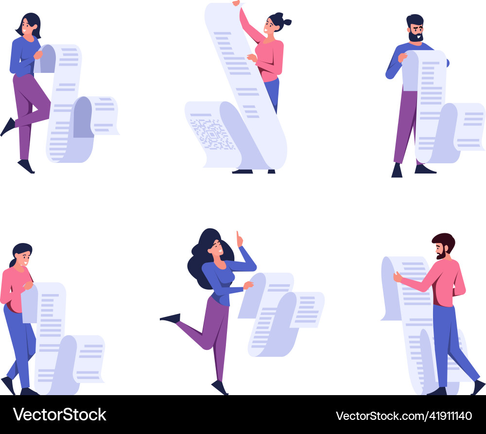People with papers checklists business documents Vector Image