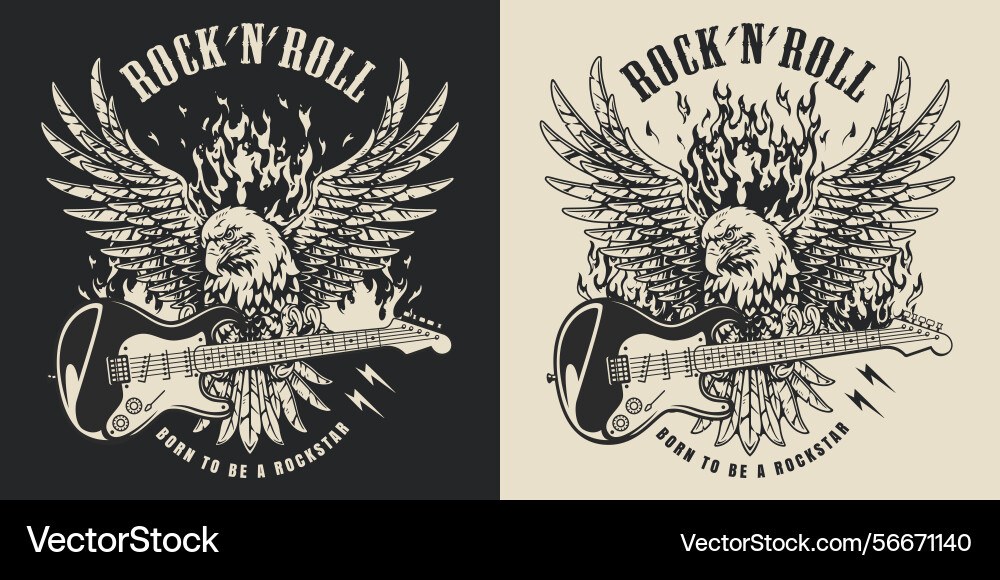 Rock and roll design featuring an eagle and guitar