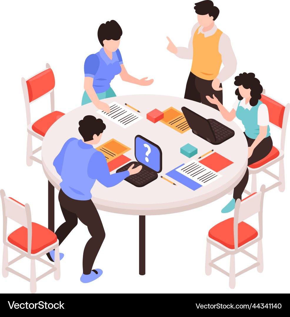 Teamwork isometric concept Royalty Free Vector Image