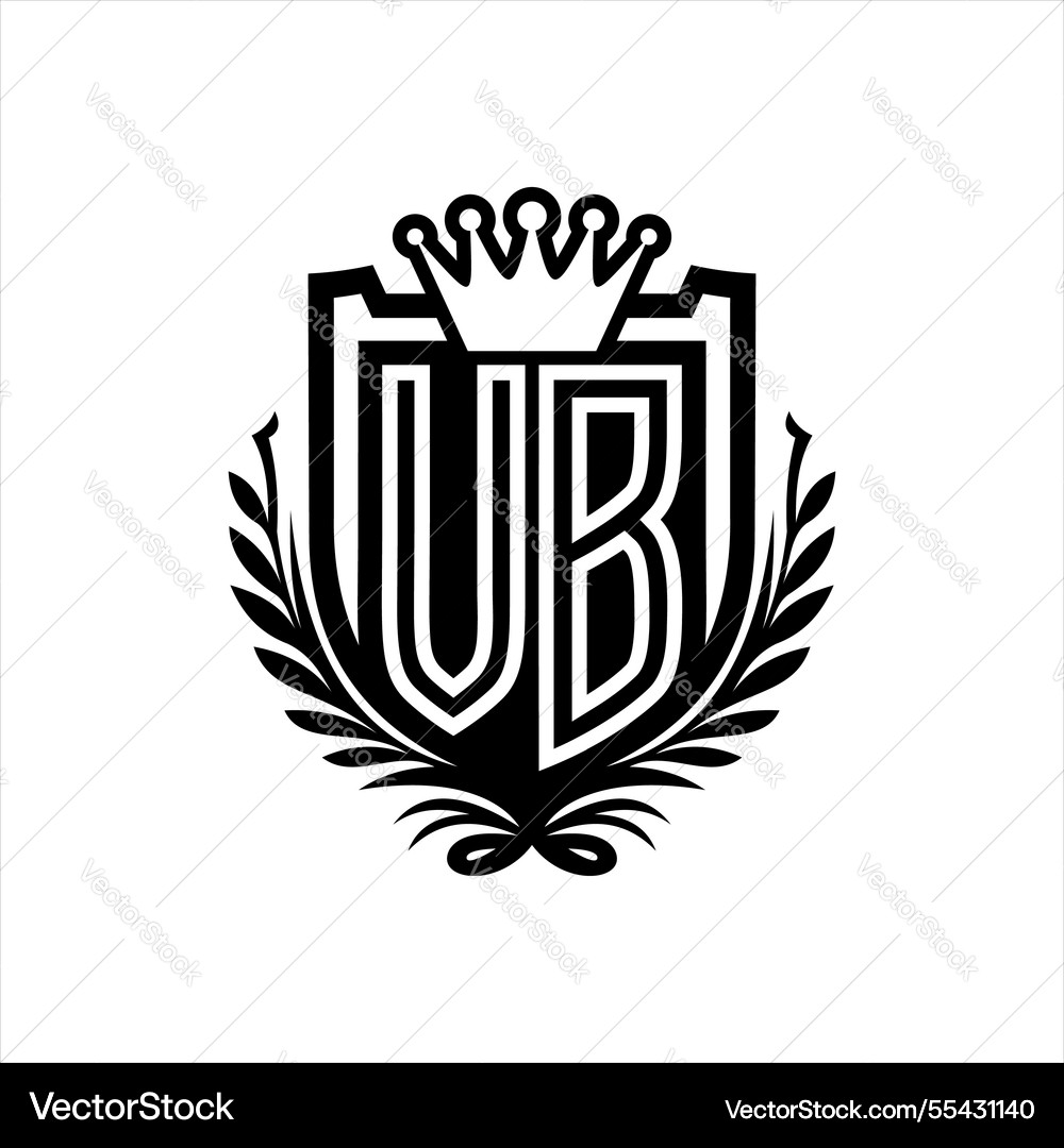 Vb logo heraldic shield shape with crown vintage Vector Image