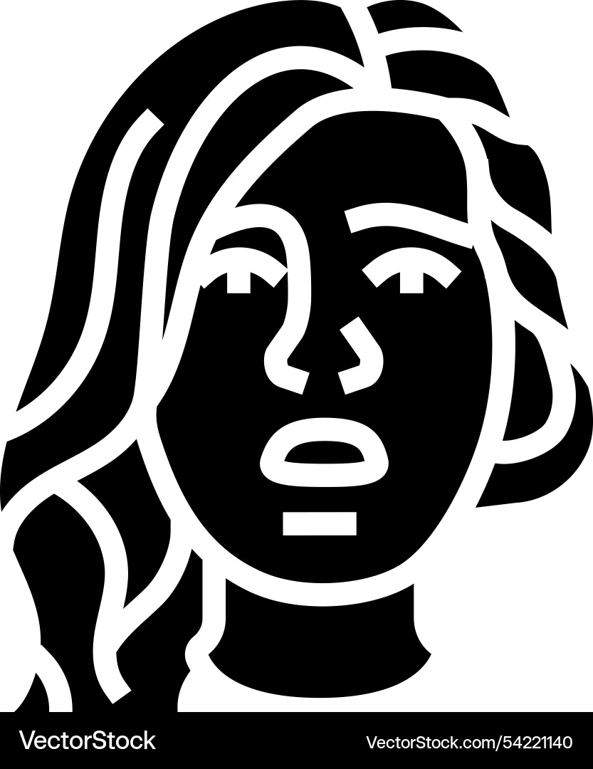 Worry woman expression glyph icon Royalty Free Vector Image