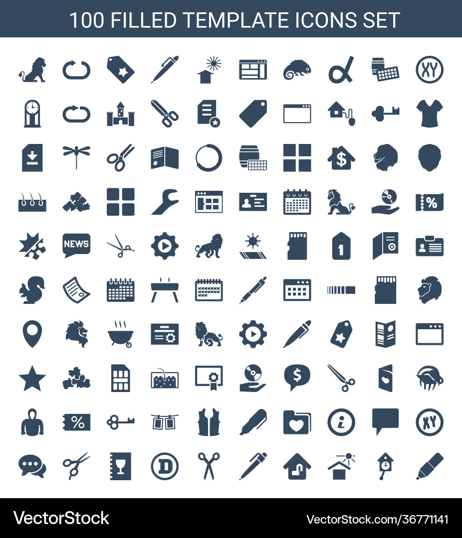 100 template icons Royalty Free Vector Image - VectorStock
