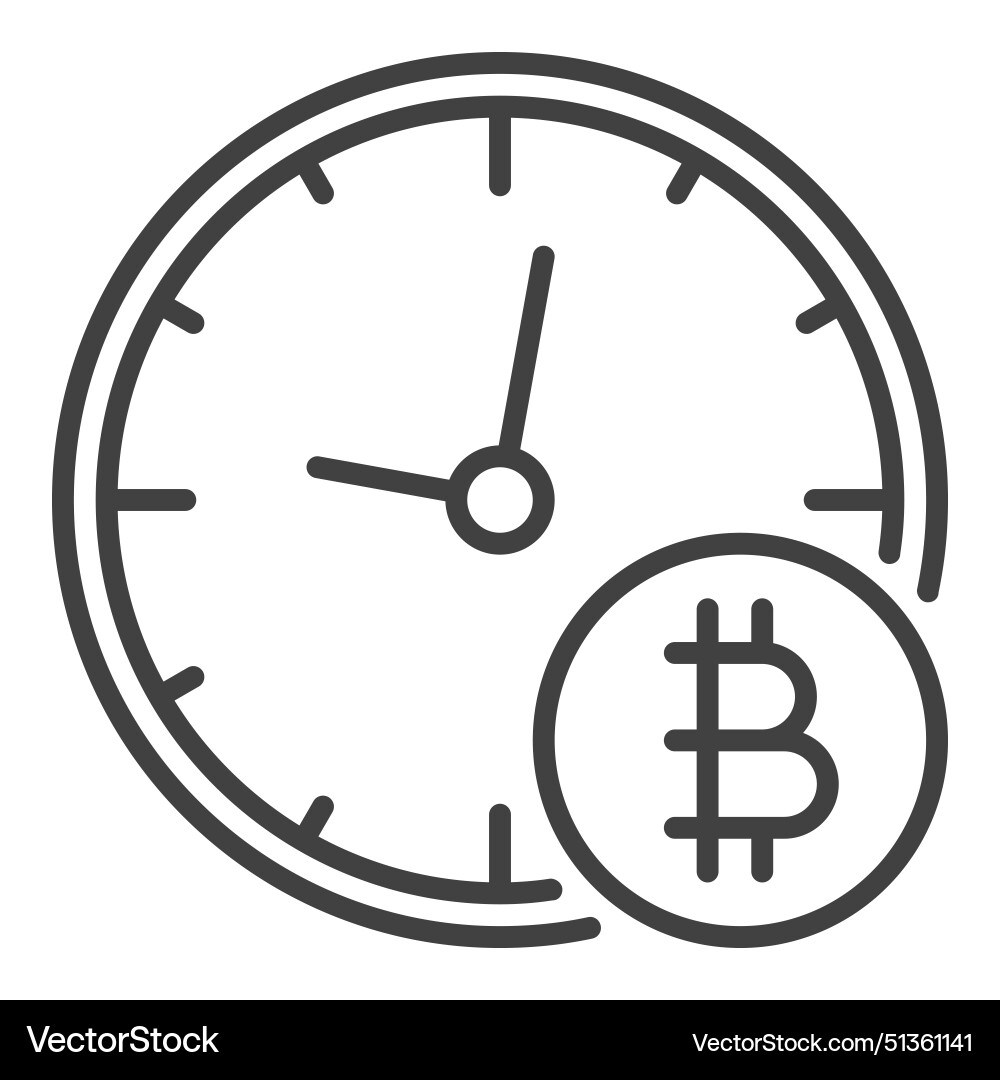 Clock with bitcoin decentralized cryptocurrency Vector Image