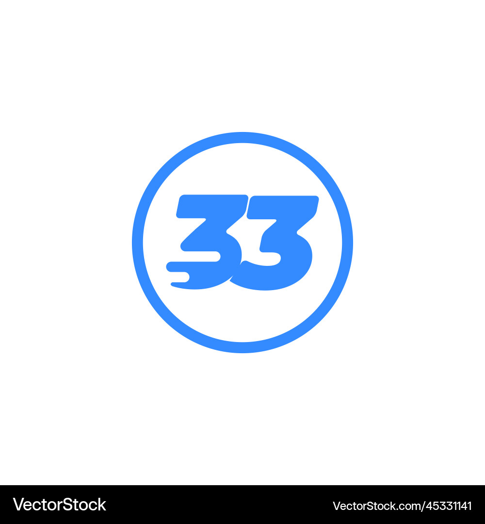 Number 33 speed tech modern icon logo Royalty Free Vector