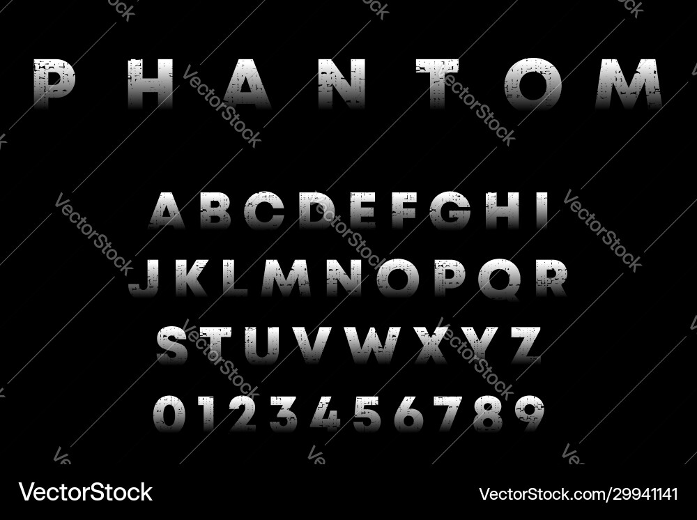 Phantom alphabet template letters and numbers Vector Image