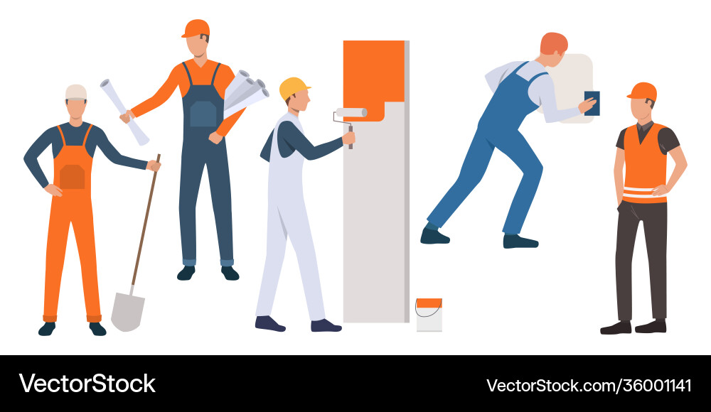 Set builders painter handyman and architect Vector Image