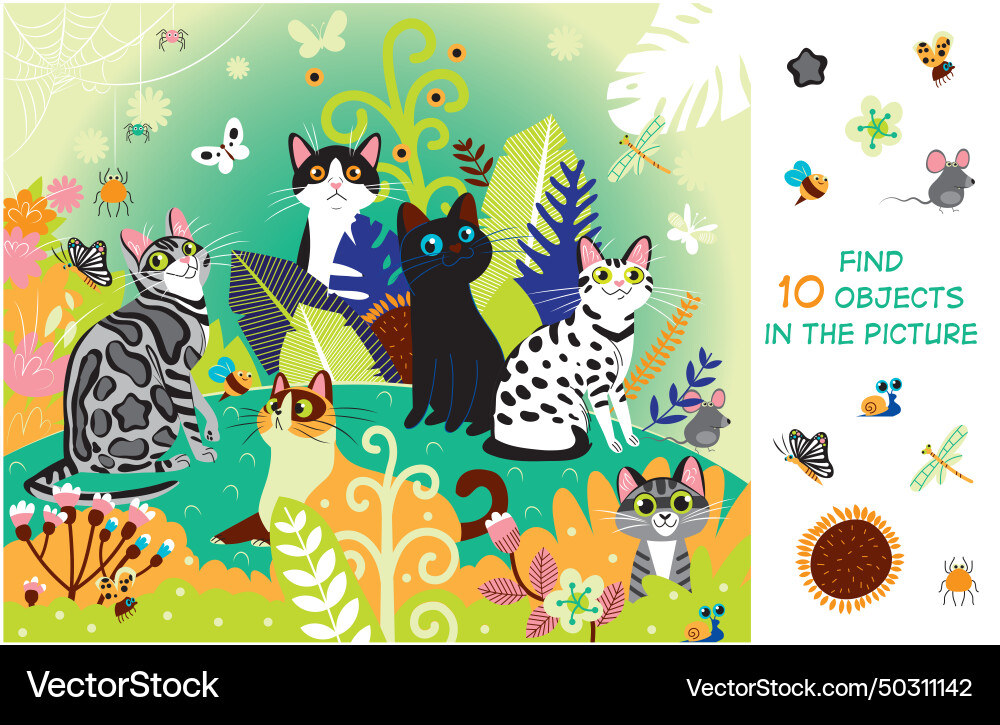 01 cats summer Royalty Free Vector Image - VectorStock