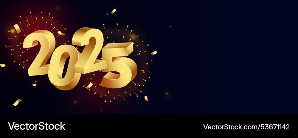 3d 2025 new year celebration banner with text Vector Image