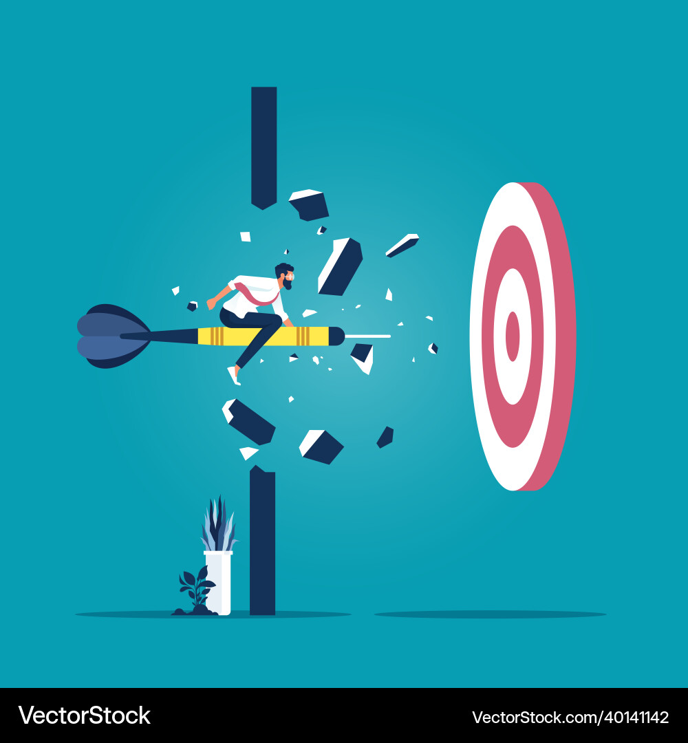 Achieving goals and success after obstacle Vector Image