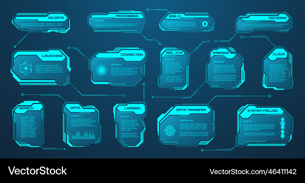 Blue futuristic hud or ui elements sci-fi user Vector Image